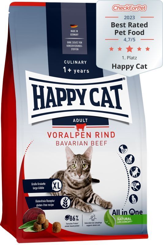 Happy Cat products: dry and wet food for cats